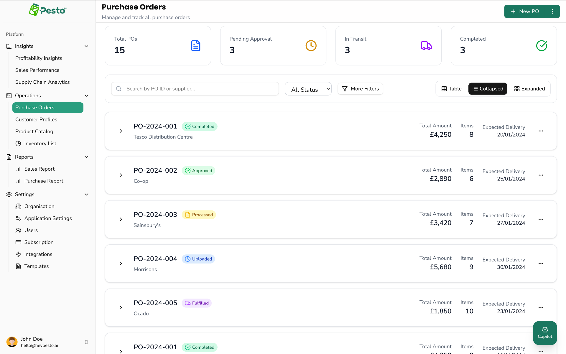 Pesto | AI-first ERP for Food & Beverage industry